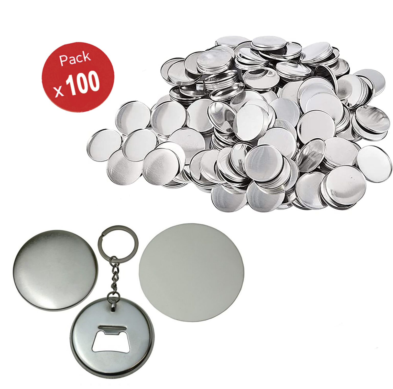 Pack X 100 Pins Llavero Destapador Para Armar 56mm