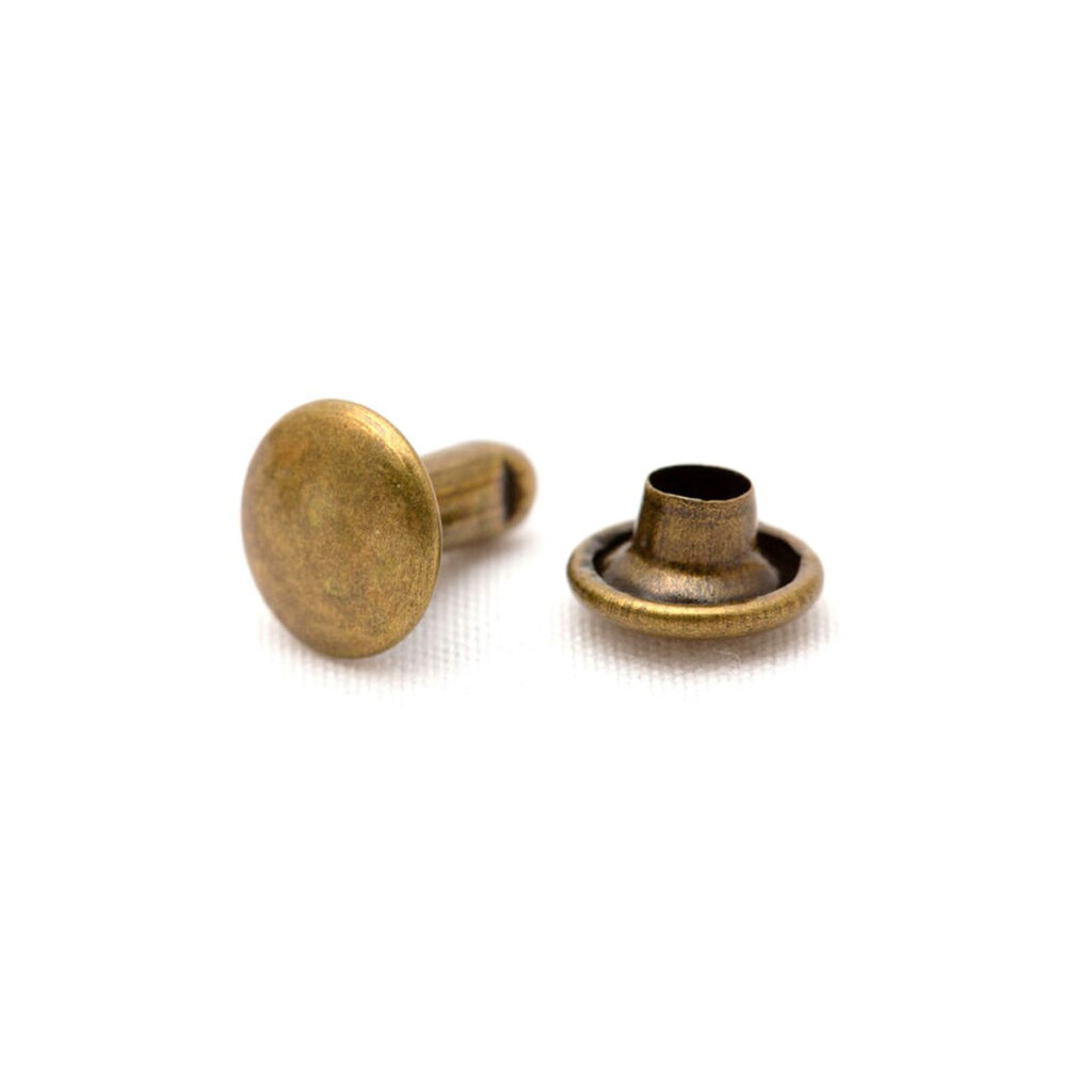 Pack 100 remaches doble cabeza de 8mm. color Bronce antiguo