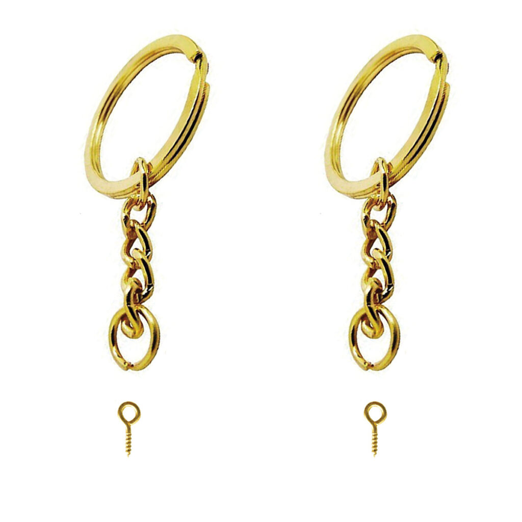100 Aros de 25mm chatos con cadena y pitón, color oro.