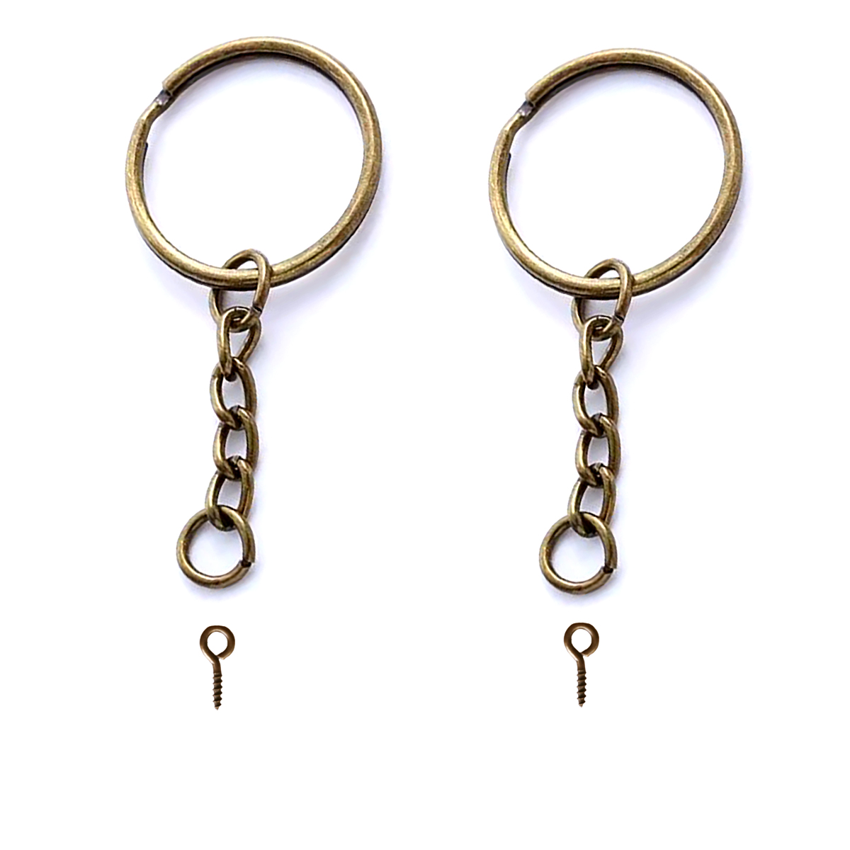 100 Aros de 20mm con cadena y pitón, color bronce antiguo.